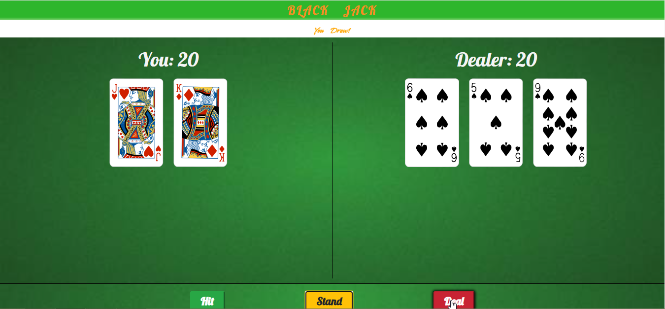 Simple Black Jack Card Game In JavaScript Free Source Code SourceCodester